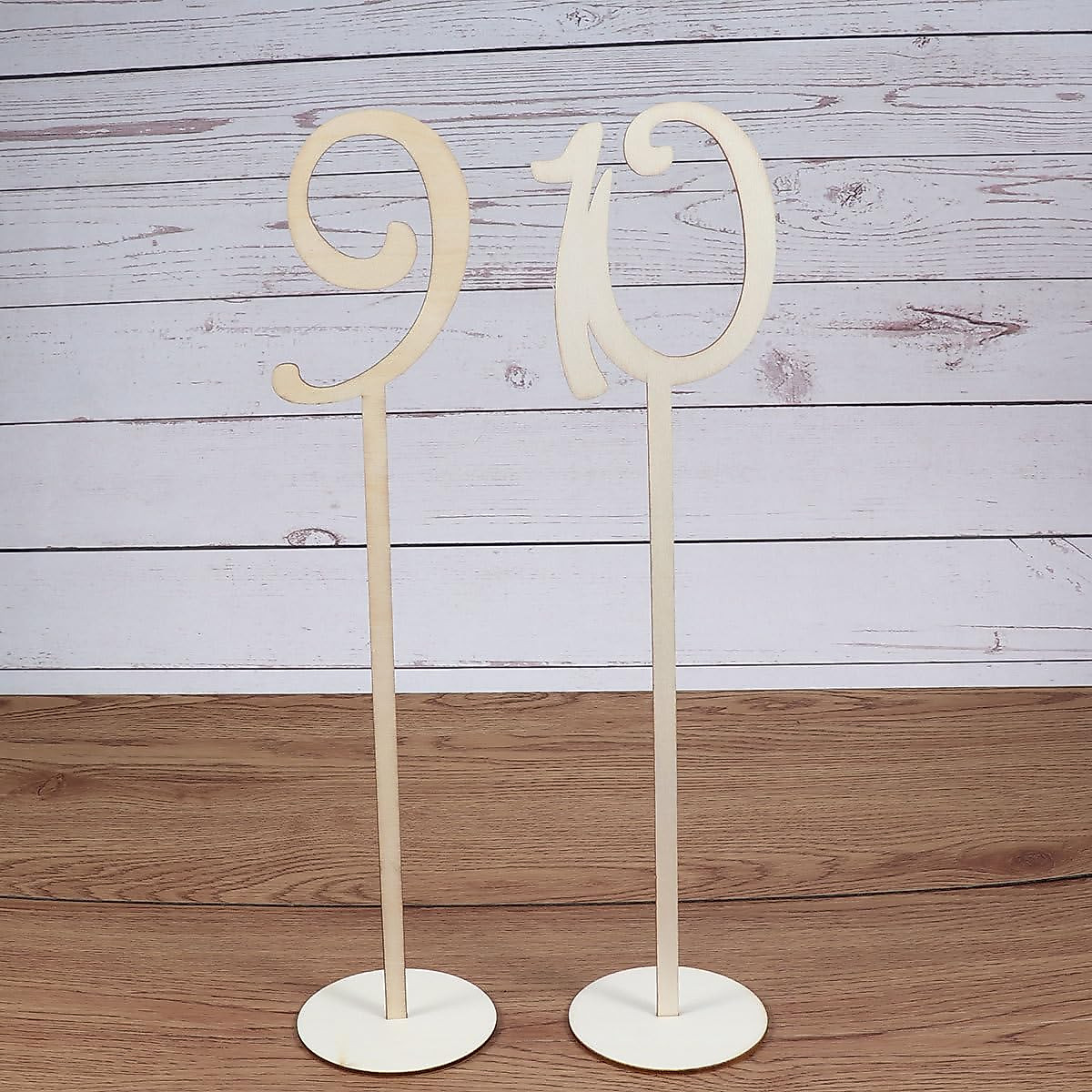Amosfun Wooden Table Numbers 1-10 Wedding Table Numbers with Holder Base Suitable for Wedding, Party, Events or Catering Decoration