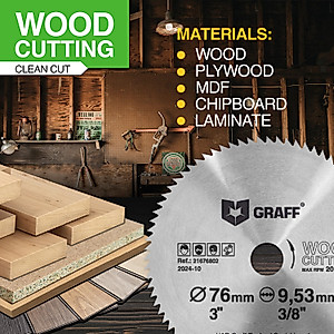 3 Inch Circular Saw Blade for Wood, Plywood, Laminate, Drywall, Plastic – 80T Wood Cutting Disc with 3/8 Inch Arbor from GRAFF
