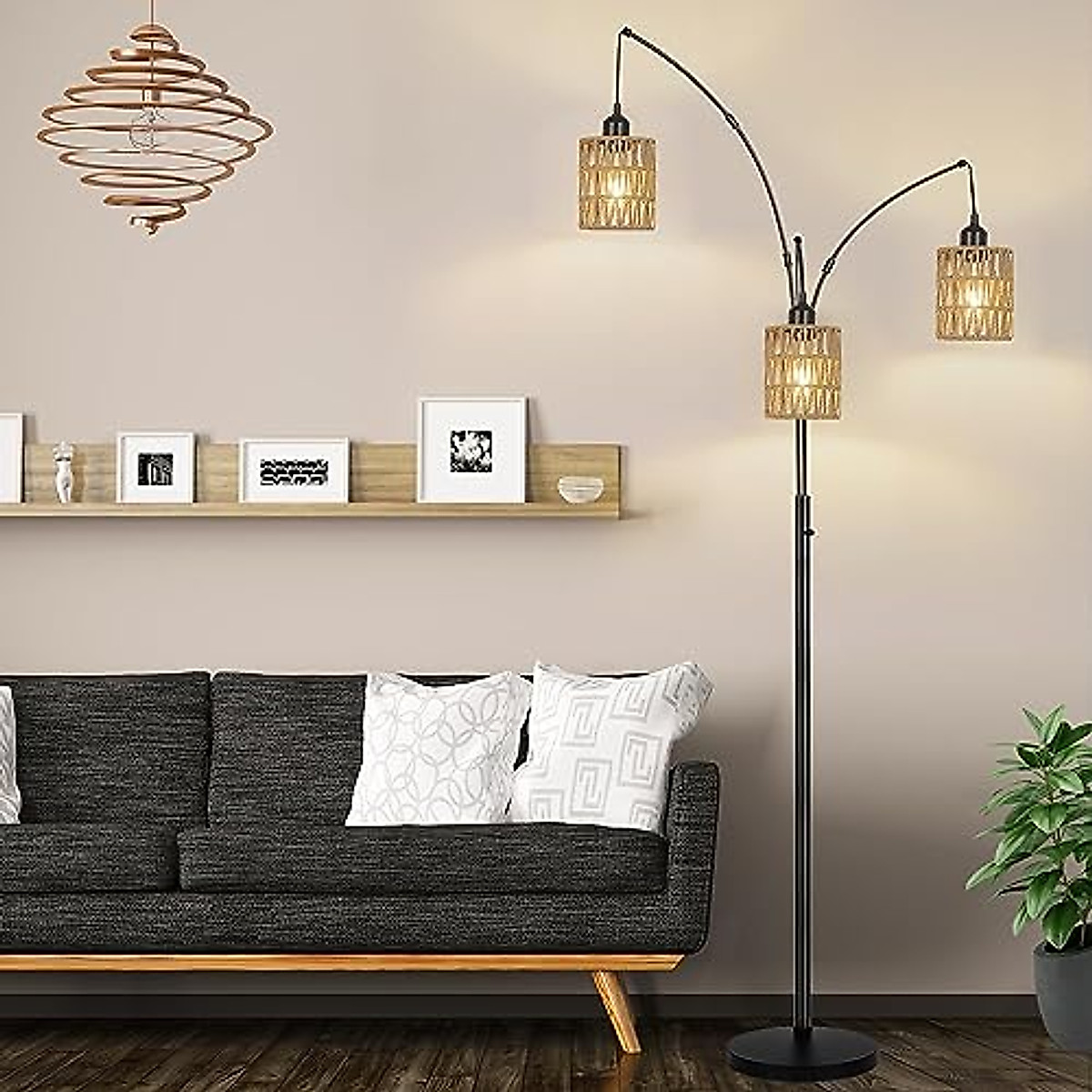 3 Pack Rattan Lamp Shade Small Boho Shades Replacement - Pendant Sconce Shade Ceiling Fan Light Covers Cylinder Woven Lampshade for Floor Lamps Pendant Light Chandelier Wall Sconces Light Fixture