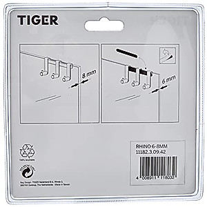 Tiger Rhino for Shower Doors 6-8 mm Brushed Stainless Steel Hooks, One Size