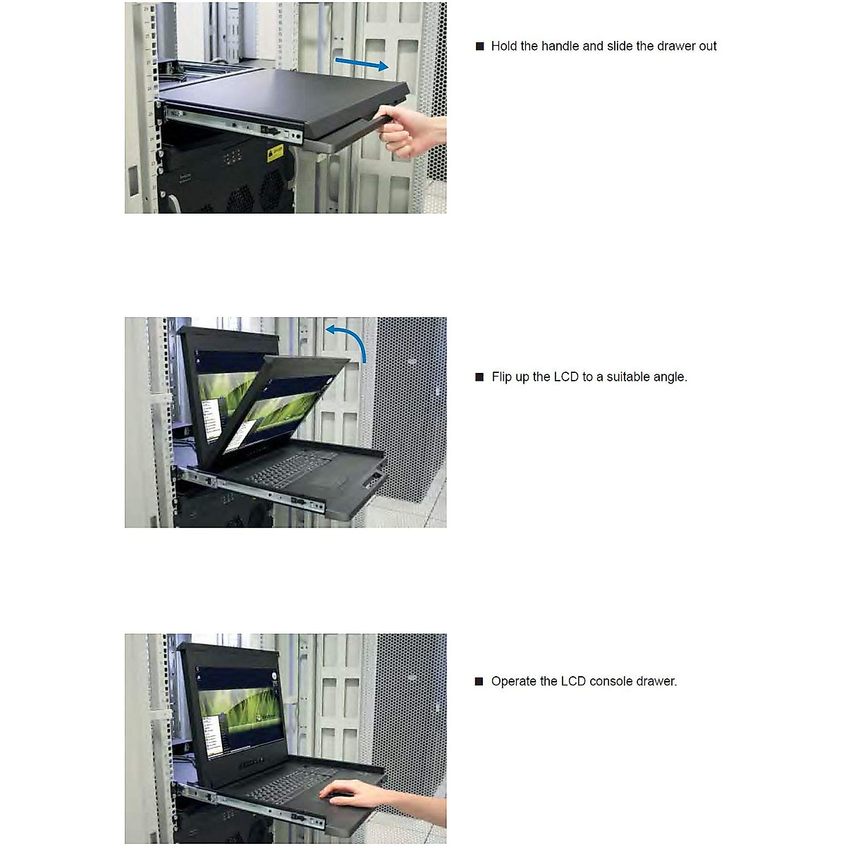 Crystal Image Technologies - 1U 19" Rackmount Monitor with 8 Port KVM Switch, 1440 X 900, 8 VGA/USB Cables Included, Part#RM-131-19W-801, 3 Year Warranty