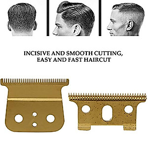 Hair Clipper Blade, 2pcs Steel Replacement Electric Hair Clipper Blade Hair Trimmer Metal Replacement Cutter Head Tool(Gold)
