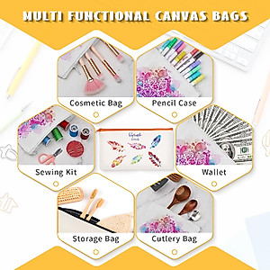 Deekypol Sublimation Makeup Bags Blanks, 24 Pack Sublimation Blanks Cosmetic Pen Case Pencil Bags - Multi Purpose Travel Canvas Zipper Bags DIY Heat Transfer (8.3×4.7 Inch)