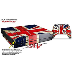 WraptorSkinz Decal Vinyl Skin Wrap Compatible with Xbox One X Console and Controller - Painted Faded and Cracked Union Jack British Flag