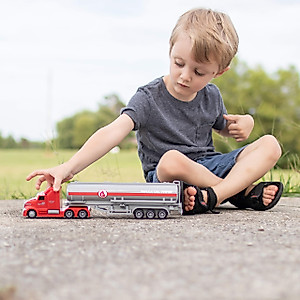 Sunny Days Entertainment Big Rig – Lights and Sounds Pull Back Toy with Friction Motor | Receive Either The Airplane Transport Semi or Oil Tanker | Color May Vary – Maxx Action