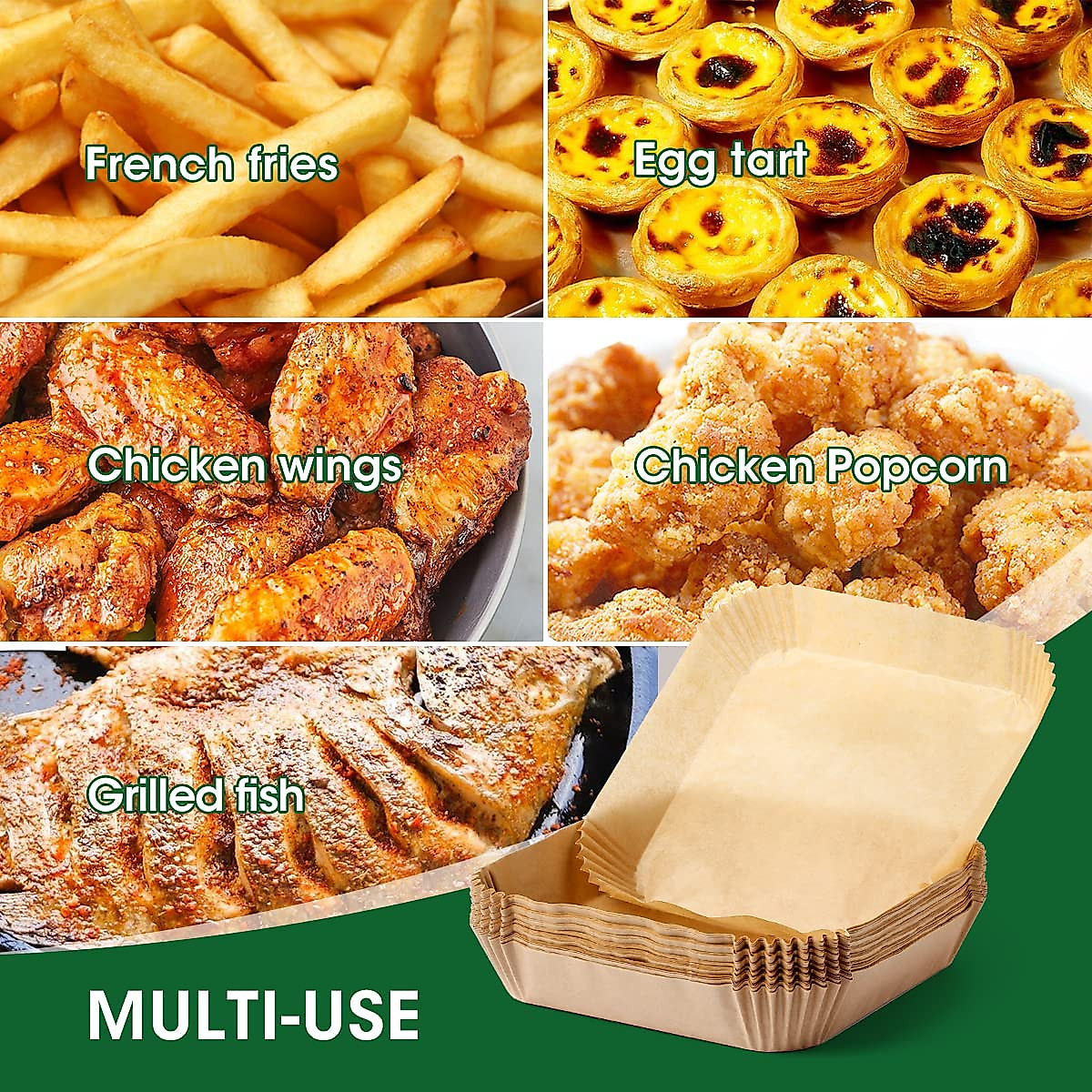 Aieve Non-Stick Disposable Paper Liner, Air Fryer Accessories Compatible with Ninja Foodi AG301(100Pcs)