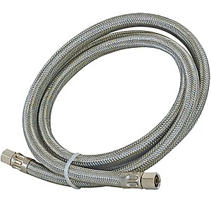 Eastman 5 Feet Flexible Ice Maker Connector, 1/4 Inch x 1/4 Inch Compression Connection, Braided Stainless Steel with Nickel-Plated Brass Nuts, 41039