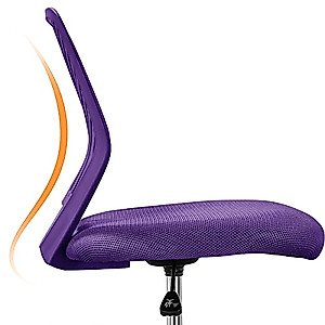 Topeakmart Home Office Chair Mid Back Desk Chair Armless Mesh Computer Chair No Arms Task Rolling Swivel Chair Back Support Adjustable Modern Chair with Lumbar Support for Small Spaces, Purple