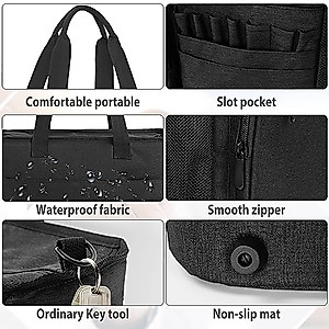 TORIBIO Nurse Tote Bag, Small Multi Pocket Shoulder Bags with Padded Laptop Sleeve, Portable Storage Bag Tote Bag, Home Care Nursing Bag Clinical Bag for Work