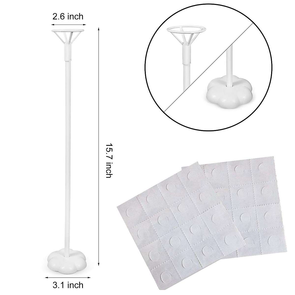 12PCS Balloon Stick Stand - Balloon Holder Cup with Balloon Pole and Flower Stand Base - Table Desktop Centerpiece Decorations for Wedding Birthday Baby Shower Any Party Balloon Accessories