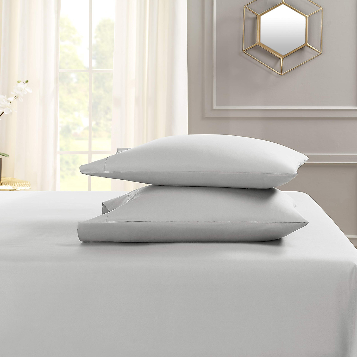 Empyrean Full Size Sheets - 4 PC Super Soft Bed Sheets Full Size - Double Brushed Microfiber Full Size Bed Sheets - Hotel Luxury Silver Light Gray Full Size Sheet Sets, with 4 Corner Elastic Straps