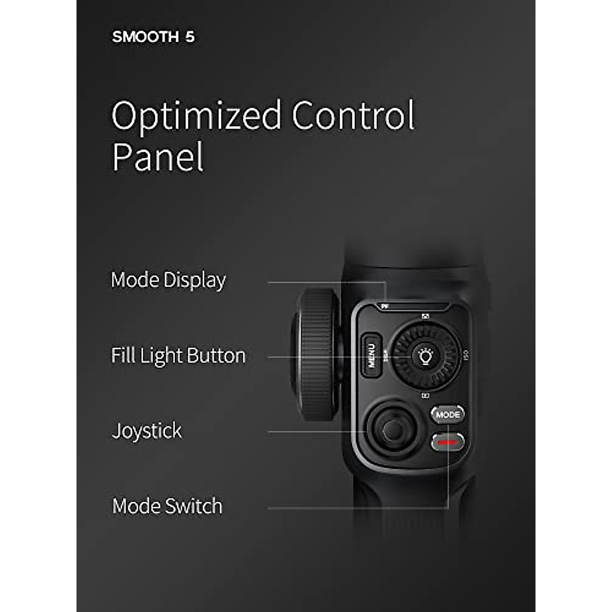Zhiyun Smooth 5 Combo Phone Gimbal, 3-Axis Handheld Smartphone Stabilizer with Grip Tripod, Magnetic Fill Light, AI Face Tracking for iPhone Android FiLMiC Pro