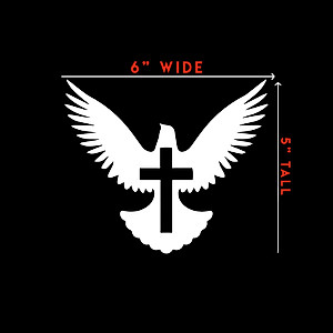 Peace Dove Jesus Cross Sticker Decal Notebook Car Laptop 6" x 5" (White)