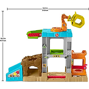Fisher-Price Little People Toddler Learning Toy Load Up ‘N Learn Construction Site Playset With Dump Truck For Ages 18+ Months