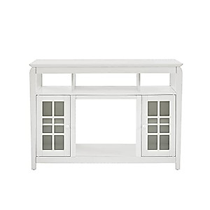 GOOD & GRACIOUS Modern Electric Fireplace TV Stand for 55 Inch TV Media Entertainment Center with 1500W Fireplace and Tempered Glass Door Tall TV Console Table for Living Room,46 Inch,Painting White