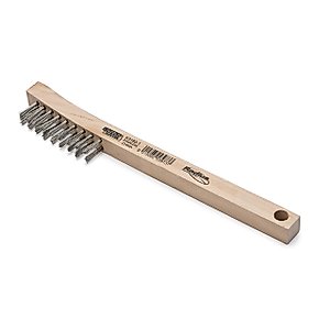 Lincoln Electric Stainless Steel Wire Brush - 2 x 9 Bristle Rows - 8.75" Length - Curved Handle - K3180-1