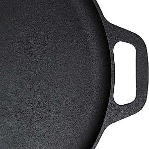 Backcountry Iron 13.5 Inch Cast Iron Pizza Pan with Loop Handles Pre-Seasoned
