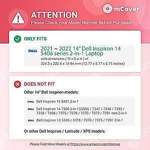 mCover Case Compatible for 2021-2022 14" Dell Inspiron 14 5406 Series 2-in-1 Convertible Laptop Computer ONLY (NOT Fitting Other Dell Models) - Clear