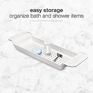 Madesmart Expandable Bath Shelf Caddy for Bathtubs, Plastic Shower and Bath Tub Tray, 30.87" x 6.81", White