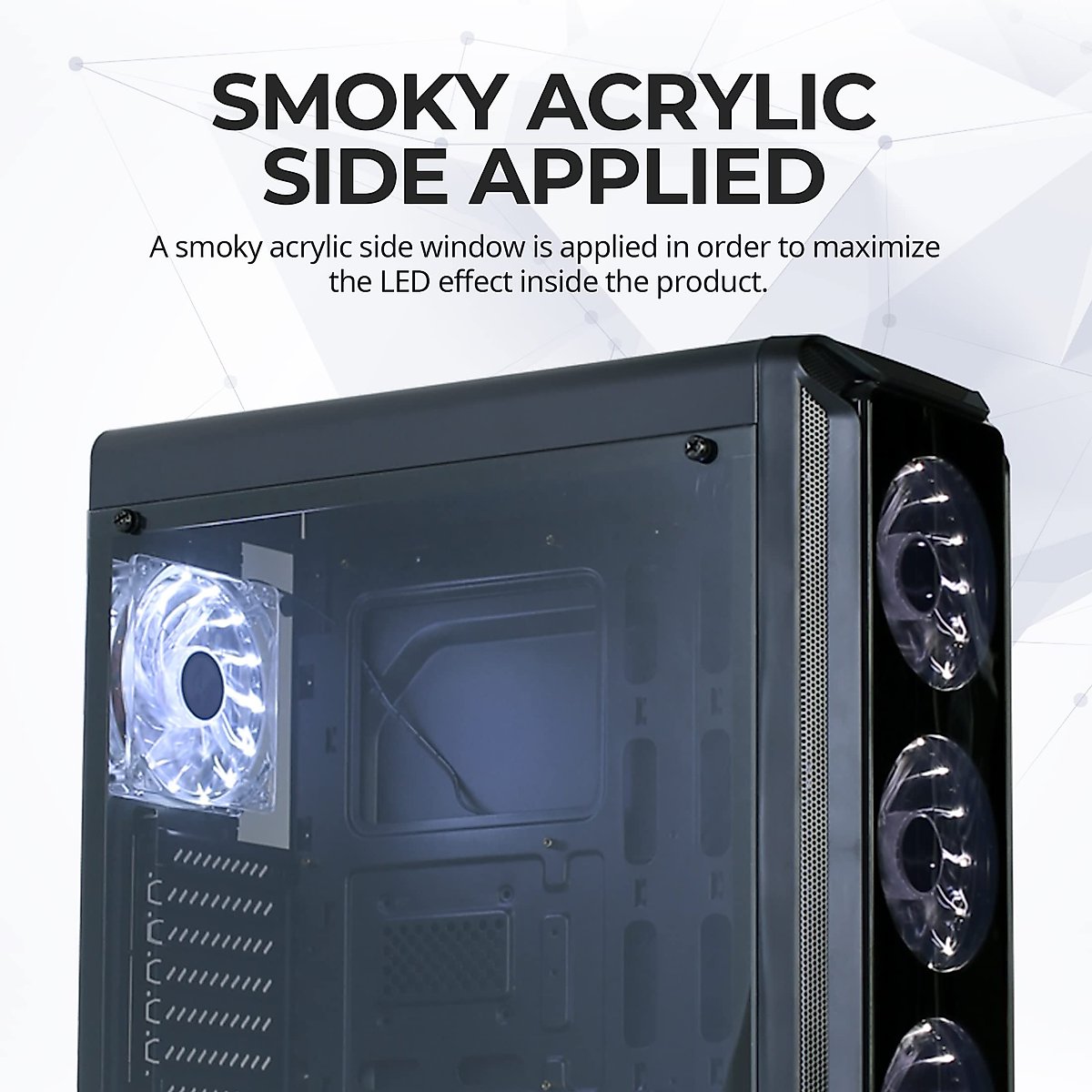 Zalman i3 Edge ATX Mid Tower Computer Case Gaming PC Case, Includes 4X 120mm White LED Fans, Acrylic Side Window, High Airflow Mesh Panel, USB 3.0,Black