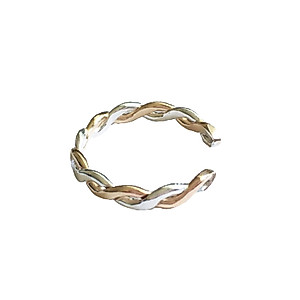Toe Ring | Twine Medley Braided .925 Sterling Silver & 14K Gold Fill | Adjustable Toe Ring | Two-Tone Mixed Metal Ring | One Size Fits Most
