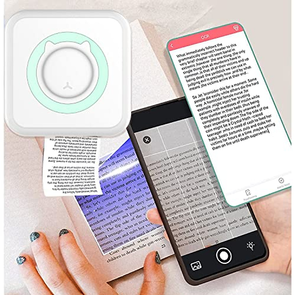 InstaProud - Portable Sticker Mini Printer, Mini C15 Pocket Thermal Printer,Wireless Bluetooth Photo Printer, Portable Label Sticker Printer for Photos Diaries Memos Study Notes(Blue-10 Paper Rolls)