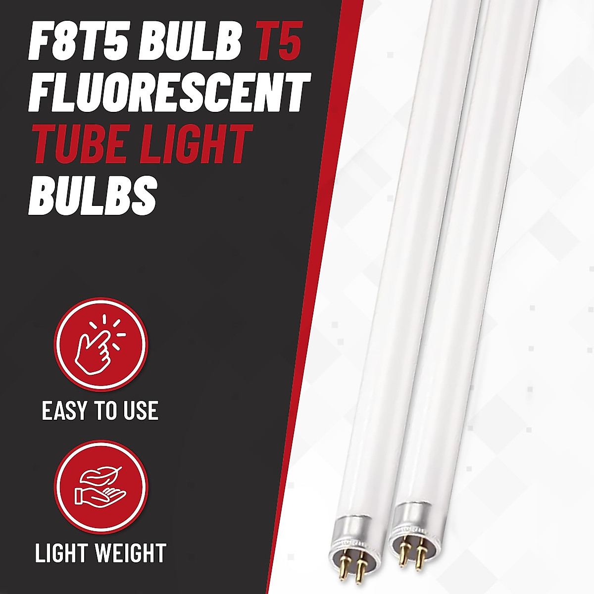 F8T5 CW Fluorescent Bulbs 12 Inch - F8 T5 8W Cool White 4100K Fluorescent 12" Under Cabinet Light Bulbs Linear T5 380 Lumens - Under The Counter Small Fluorescent Light Bulb - Pack of 2