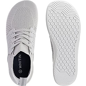 WHITIN Men's Trail Running Shoes Minimalist Barefoot Sneakers Extra Wide Width Toe Box Size 8W Gym Low Zero Drop Minimus Hiking Lifting Light Grey 41