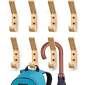 MRYUWB 8 Pcs Nature Wooden Coat Hooks Wall Mounted, Vintage Single Wall Wood Hook, Wood Wall Storage Organizer Hangers for Hats, Coats, Backpack (Natural Color 8)