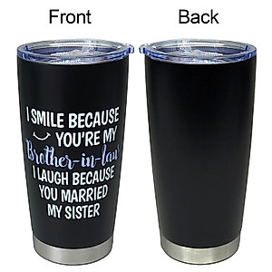 CTIGERS Funny Brother-in-Law Tumbler with Lid and Straw Insulated Travel Mug Gifts for Brother-in-law Birthday,Christmas,Thank Giving Day,Wedding Gifts for Brother Law 20 oz BLACK