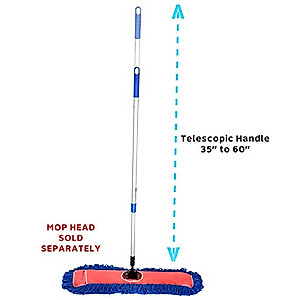 Alpine Industries Commercial Quick-Change Iron Mop Handle - Professional Mopping Tube w/Metal Gripper for Rags - Heavy Duty Stick & Mop Head Replacement Holder (Telescopic Mop)