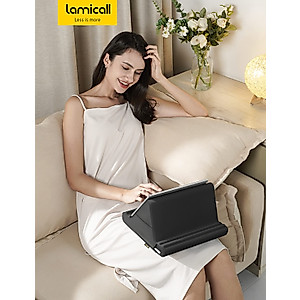 Lamicall Tablet Pillow Holder Stand - Tablet Pillow Soft Pad Dock for Lap, Bed and Desk with Pocket & 4 Viewing Angles, for 2022 iPad Pro 11, 12.9, Air, Mini, Kindle, 4-13" Phone and Tablet, Black