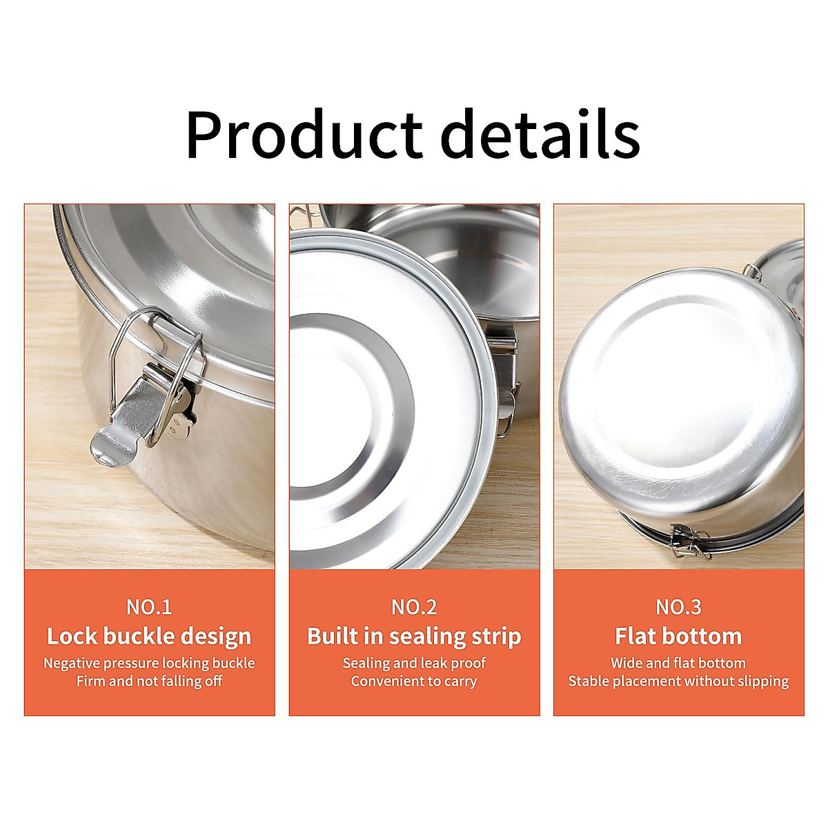 YLARMY Stainless Steel Airtight canisters Food Storage Containers with Lid for Camping Trips Picnic Metal Meal Prep Bento Lunch Boxes Kimchi Container Leak-Proof Smell-Proof for Snacks Salads