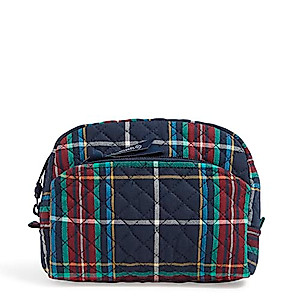 Vera Bradley Women's Cotton Medium Cosmetic Makeup Organizer Bag, Tartan Plaid - Recycled Cotton, One Size