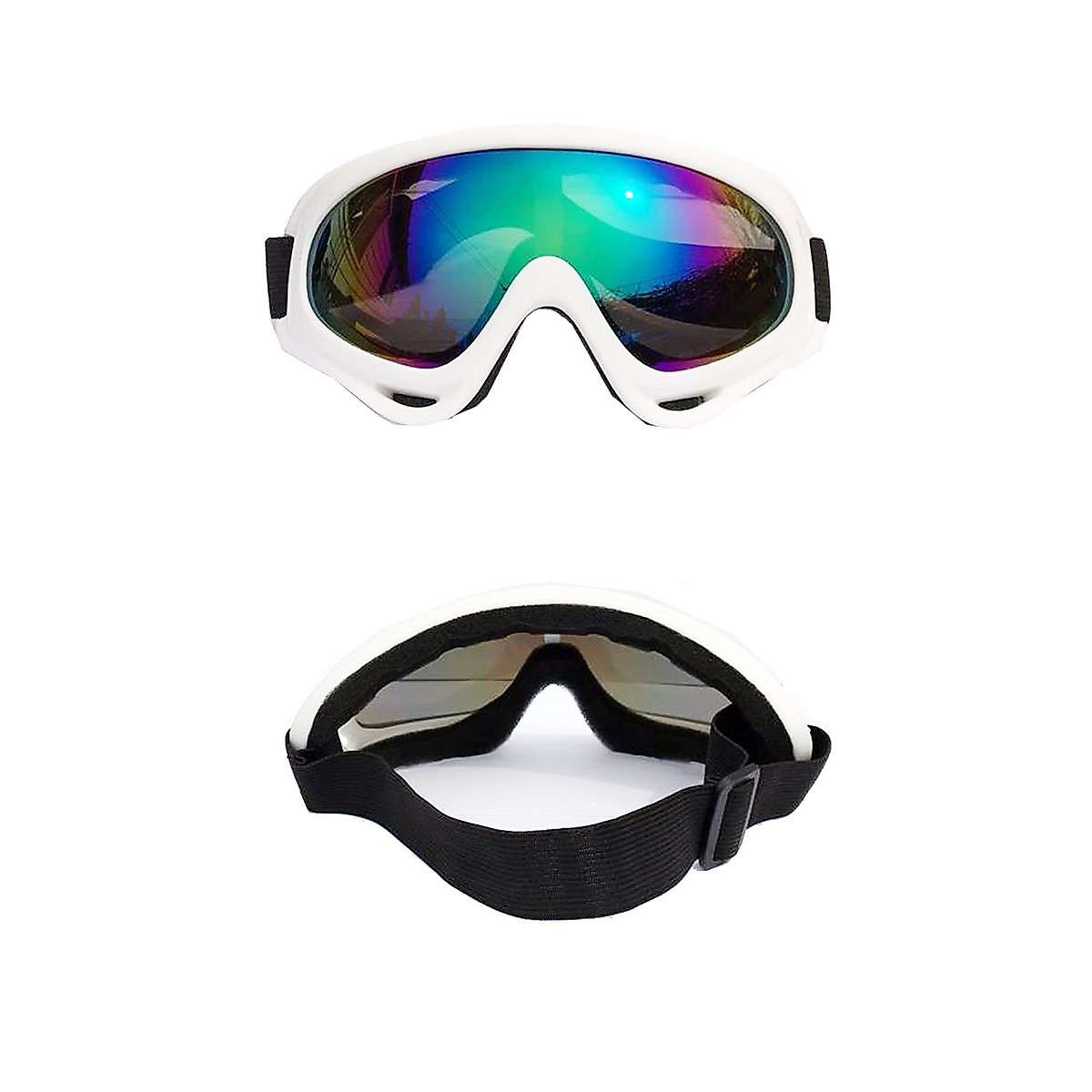 Ski Goggles Snowboard Glasses - Snow Windproof and UV Protection Lens - Adjustable Straps - Flexible Frame for Skiing, Snowboarding, Motorcycling, Skating, Sliding, Snowmobile - Kids & Adults (White)