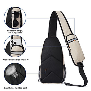 BOSTANTEN Sling Bag, Crossbody Backpack RFID Shoulder Chest Bag for Men Women Travel Hiking Casual Daypack, Khaki