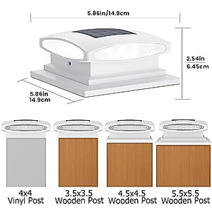 SIEDiNLAR Solar Post Cap Lights Outdoor, 2 Modes 24 LED Powered Fence Deck Light for 4x4 5x5 6x6 Garden Patio Decoration Warm White & Cool White, White (4 Pack)