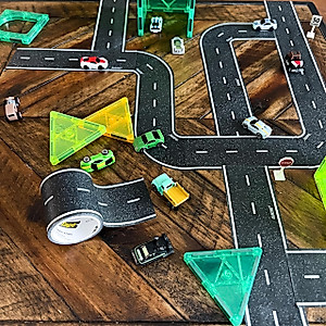 PlayTape Road Tape for Toy Cars - Sticks to Flat Surfaces, No Residue; 2 inch Wide x 30 ft Black Road