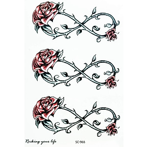 Tattoos 2 Sheets Rose flowers Infinity Cartoon Stickers Waterproof Temporary Tattoos Festival Flash Fake Tattoo Sexy Body Art Men Women for Arms Legs Shoulder or Back (02)