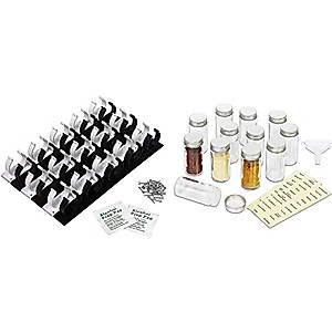Simple Houseware 30 Spice Gripper Clips Strips Cabinet Holder + 12-Pack Spice Bottles w/label
