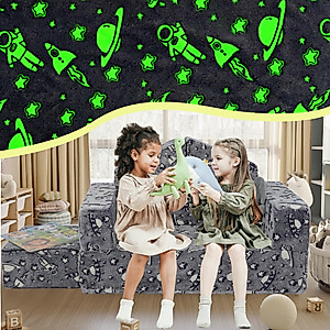 TXGDPIONEER Kids Play Couch,3 in 1 Modular Kids Couch,Glow in the Dark Toddler Climbing Couch,Imaginative Kids Foam Couch,Modular Play Couch Set for Toddler and Baby,Kids Couch for Playroom,Spacecraft