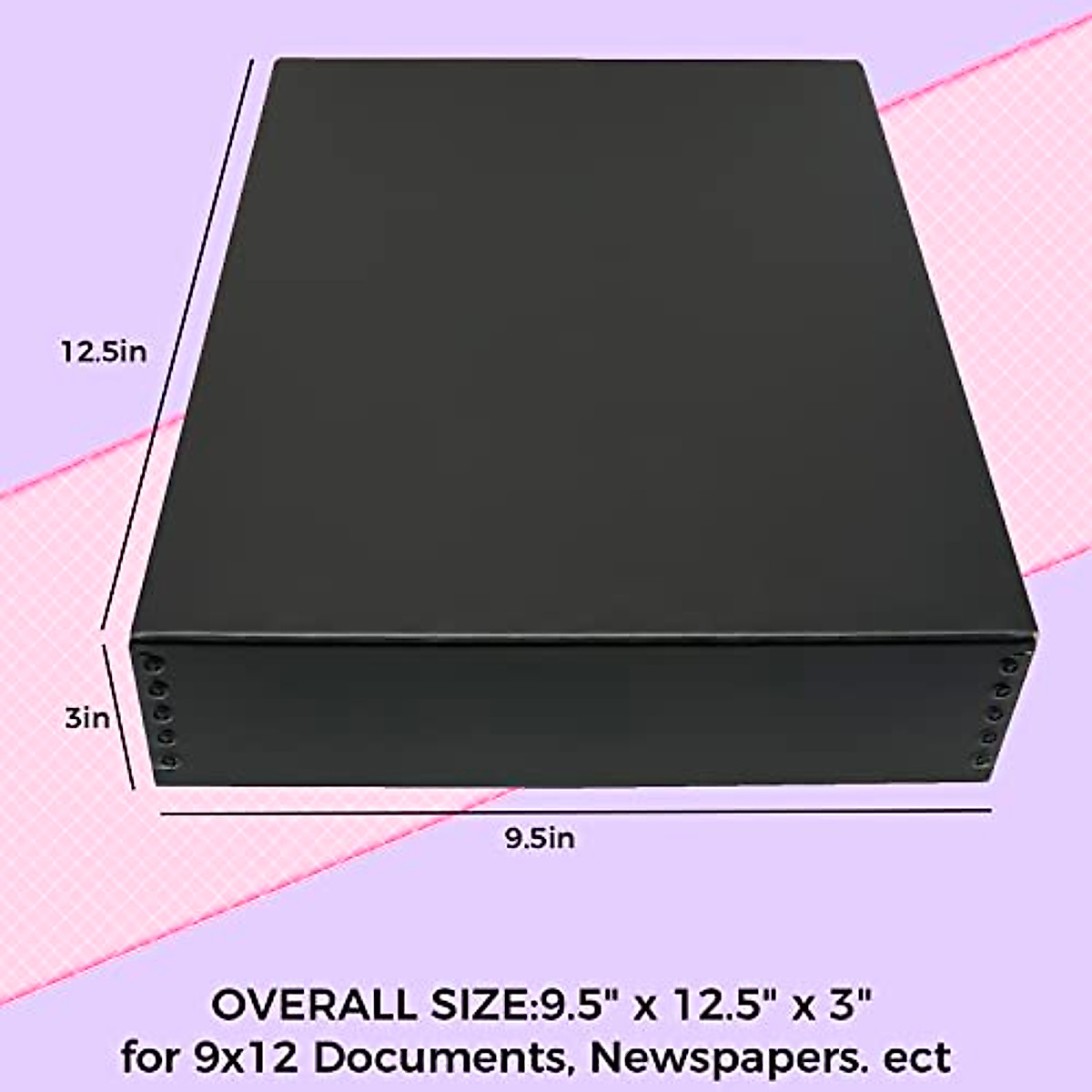 Golden State Art, Acid-Free Archival 9x12 Inches Metal Edge Drop Front Museum Photo Storage Box, Protect Documents, Prints, Pictures, Photographs, Arts And Crafts, Black