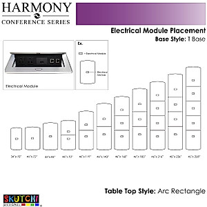 SKUTCHI DESIGNS INC. 6 Person Small Arc Rectangle Conference Table with T Bases and Power Module | Harmony Series | 6' Meeting Room Table | Asian Night | Factory Clearance