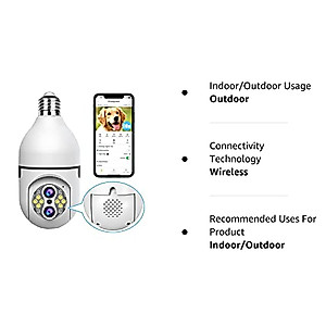 EYETOO Wireless WiFi Light Bulb Security Camera Outdoor, 10x Zoom 360 Degree PTZ Panoramic Light Socket Security Camera for Home with FHD 1080P Color Night Vision, Auto Tracking, Two-Way Talk, Alerts