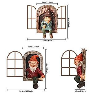 2 Pieces Garden Gnome Statue Elf Out The Door Tree Hugger Garden Peeker Yard Art Tree Sculpture Tree Gnome Decoration Outdoor for Patio Yard Lawn Porch Ornament (Classic Style)