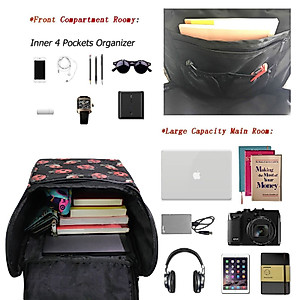 Naanle Cartoon Ladybugs Floral Large College School Books Backpack Waterproof Computer Bag Travel Daypack for Man Woman