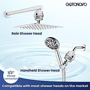 gotonovo 20 Stage Shower Head Filter for Hard Water,Shower Filter with 2 Replaceable Cartridges, High Pressure Shower Water Filter Removes Odors and Impurities Polished Chrome