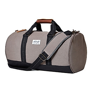 THE MASTLINE Co. | Hudson Barrel Duffel Travel Bag | Canvas & Leather (Dark Grey) One_Size