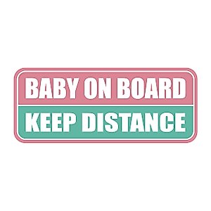GEEKBEAR Baby on Board Car Magnet - Colorful, Reflective, Weather-Resistant - Rectangular 8.7 x 3.5 in (Light Pink/Turquoise)