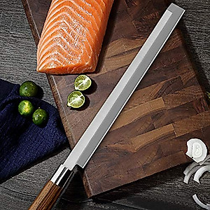 XYJ Japanese Sushi Knife High Carbon Stainless Steel Salmon Knife 9" Extra Long Slicer Razor Sharp Sashimi Watermelon Knives with Edge Guards Kitchen Knife Tool